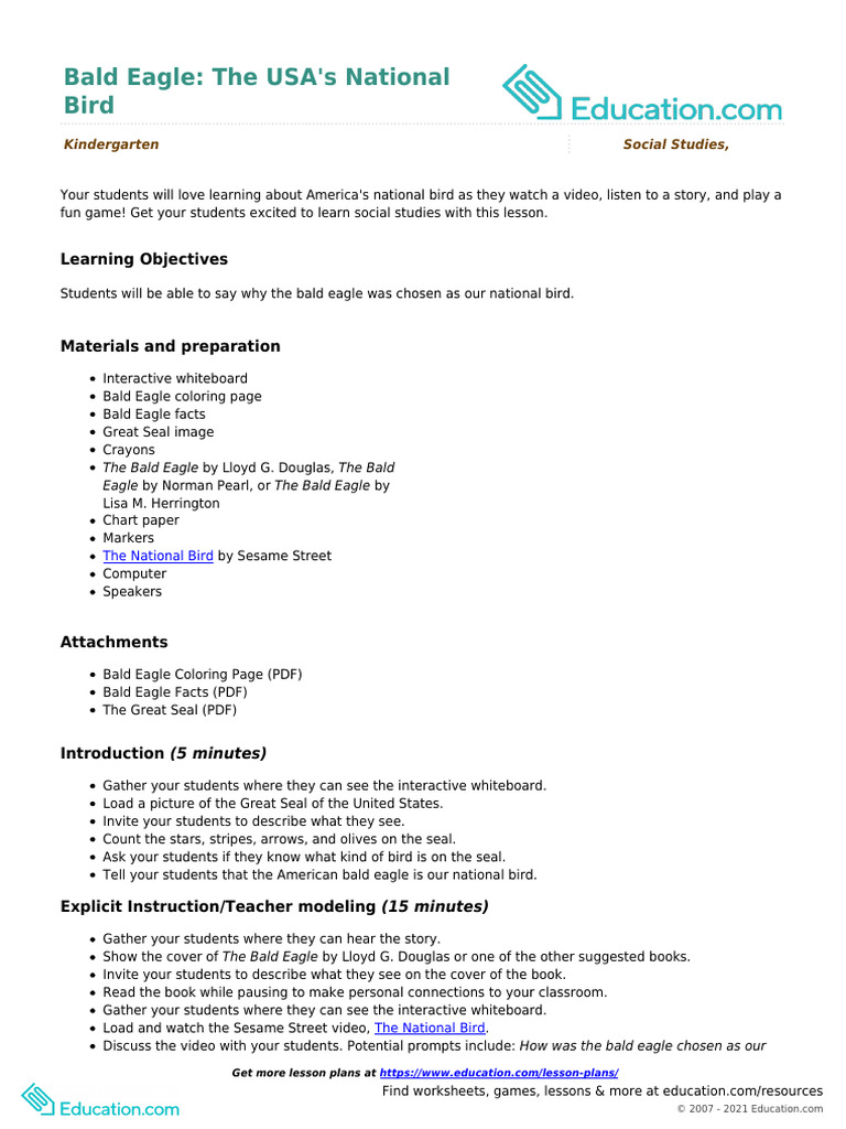 Usr Local SRC Education - Com Files Static Lesson Plans Bald Eagle The Usas National Bird Bald ...