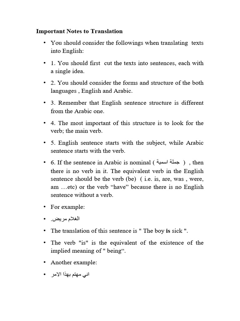 Importanat Notes For Transilation | PDF | Verb | English Language
