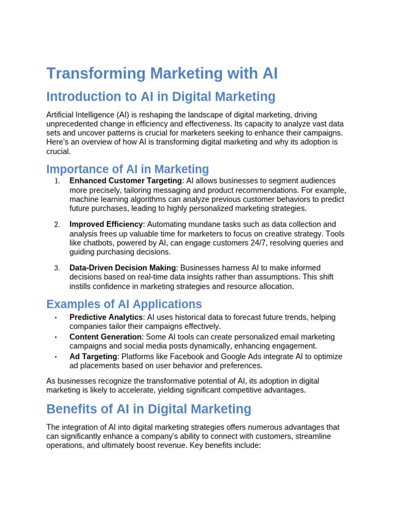 Transforming Marketing With AI | PDF | Artificial Intelligence ...
