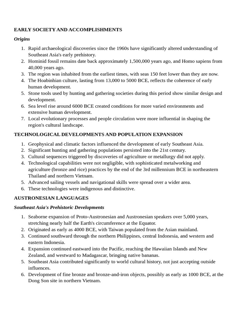 Southeast Asia's Early Societal Evolution | PDF | Southeast Asia