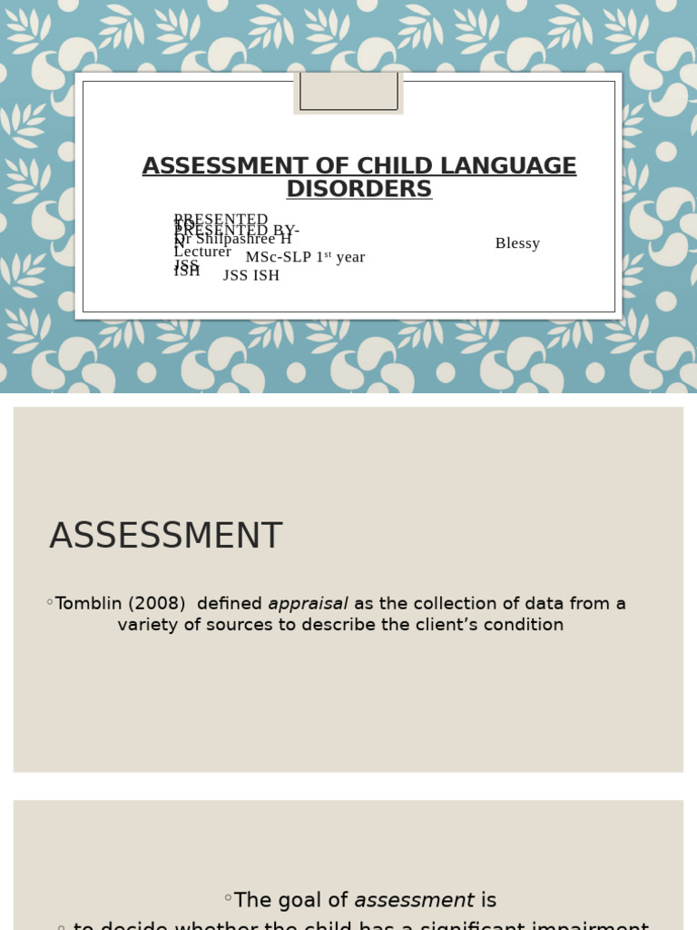 Child Language Disorder Assessment Guide | PDF | Clause | Educational ...