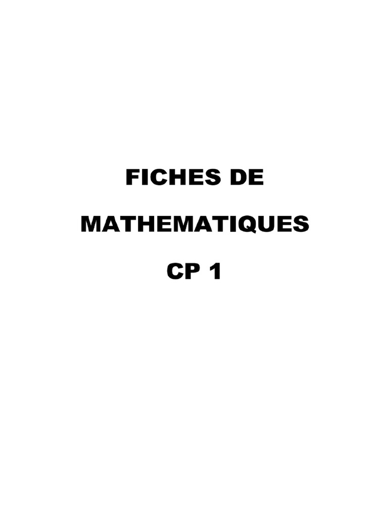 FICHE DE MATHS CP1-1 | PDF