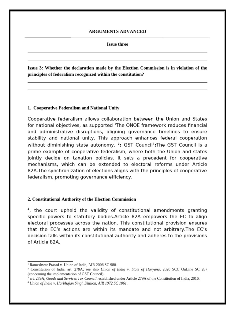 Arguments Advanced Respondent Side Final | PDF | Governance | Elections