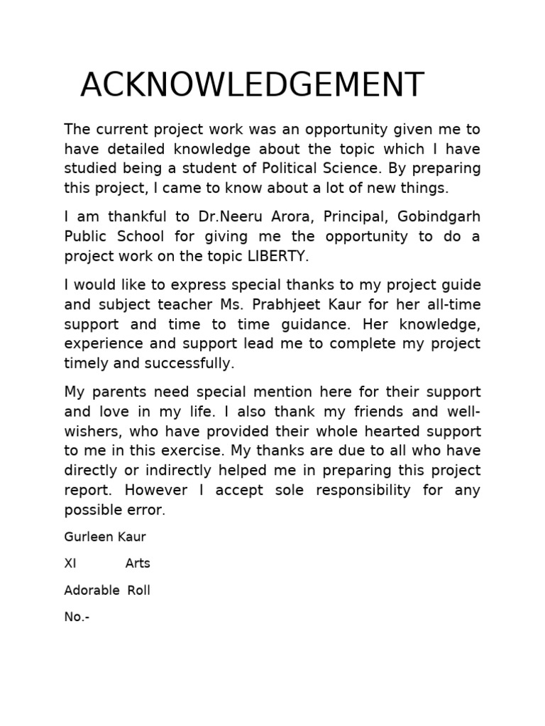 ACKNOWLEDGEMENT Pol Sci1 | PDF