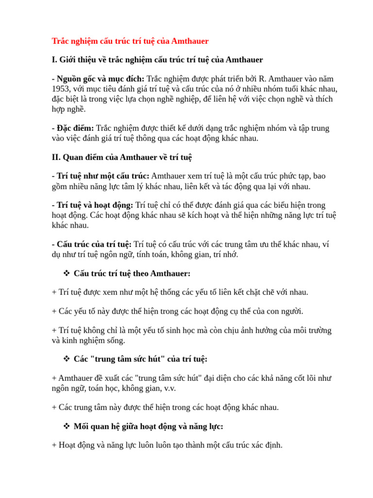 Trắc nghiệm cấu trúc trí tuệ của Amthauer | PDF