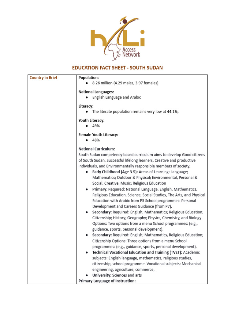 South Sudan Education and Literacy Overview | PDF | Literacy | Teachers