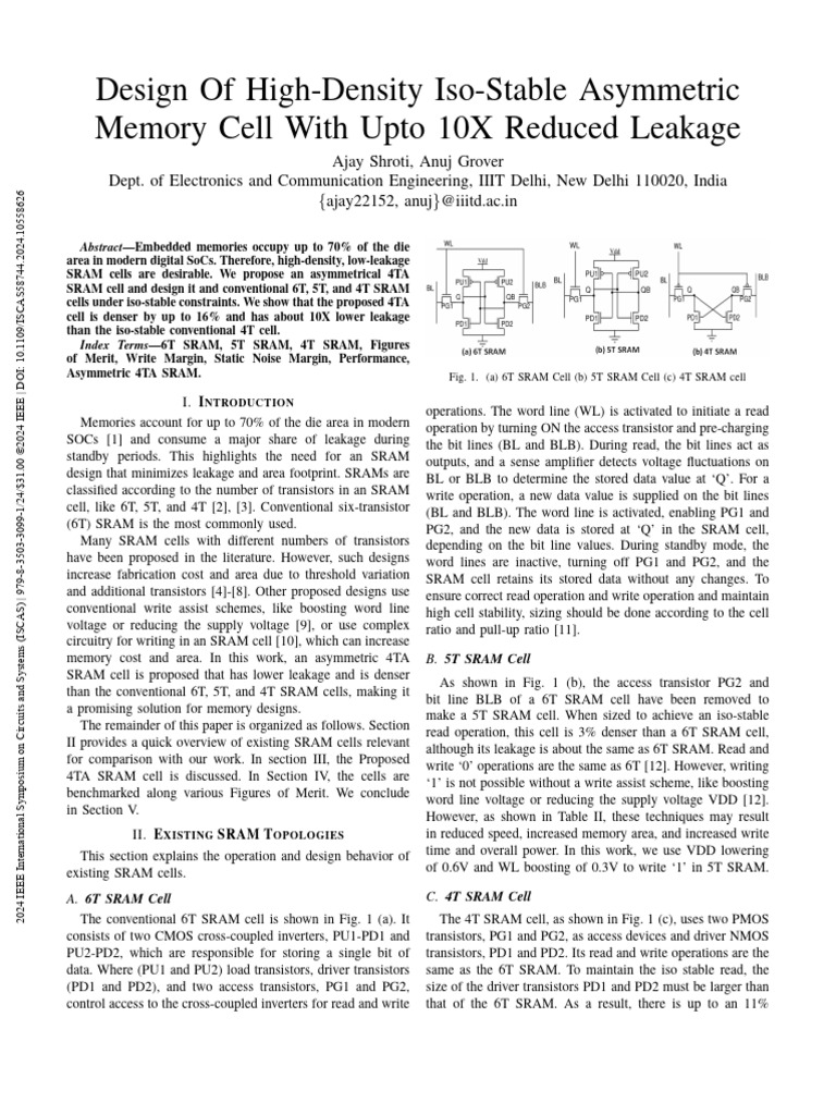 Design of High-Density Iso-Stable Asymmetric Memory Cell With Upto 10X ...