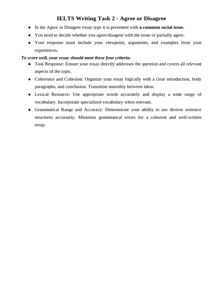 Writing Task 2 Agree or Disagree - Template | PDF | Essays | Argument