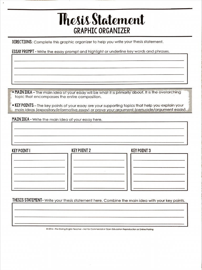 Thesis Statement Graphic Organiser | PDF