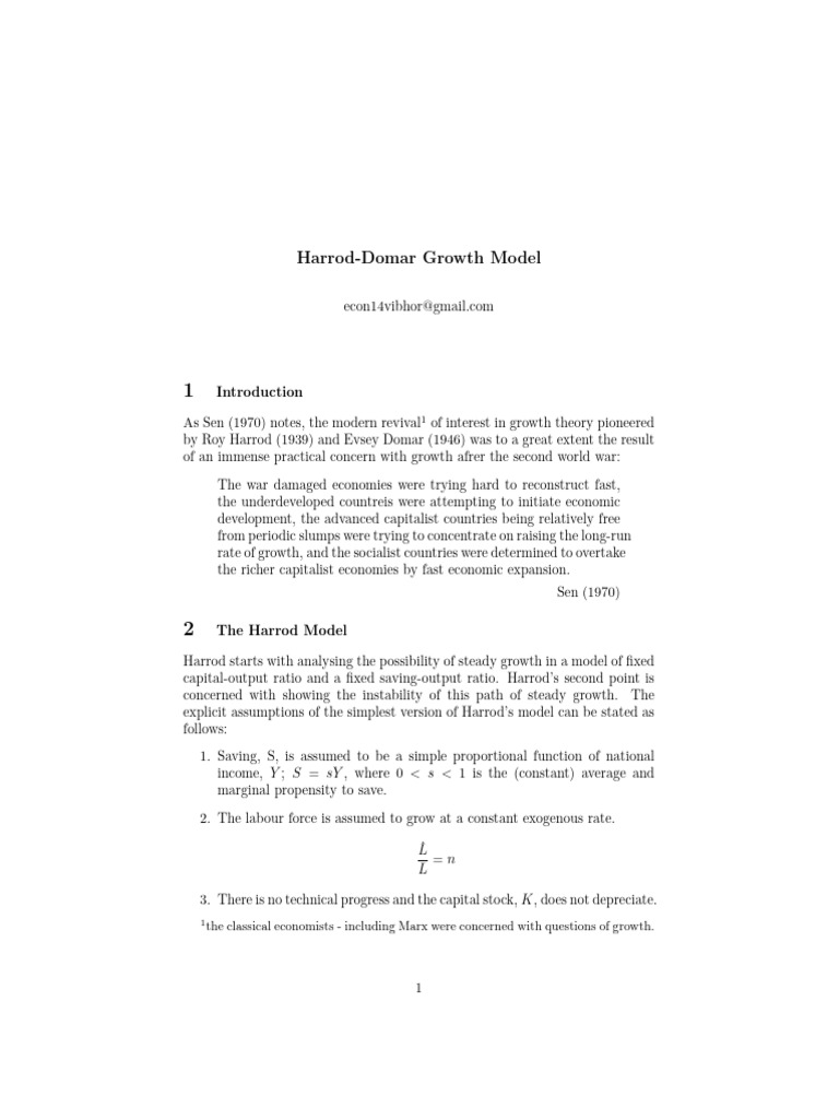 Harrod-Domar Growth Model Explained | PDF | Political Economy ...
