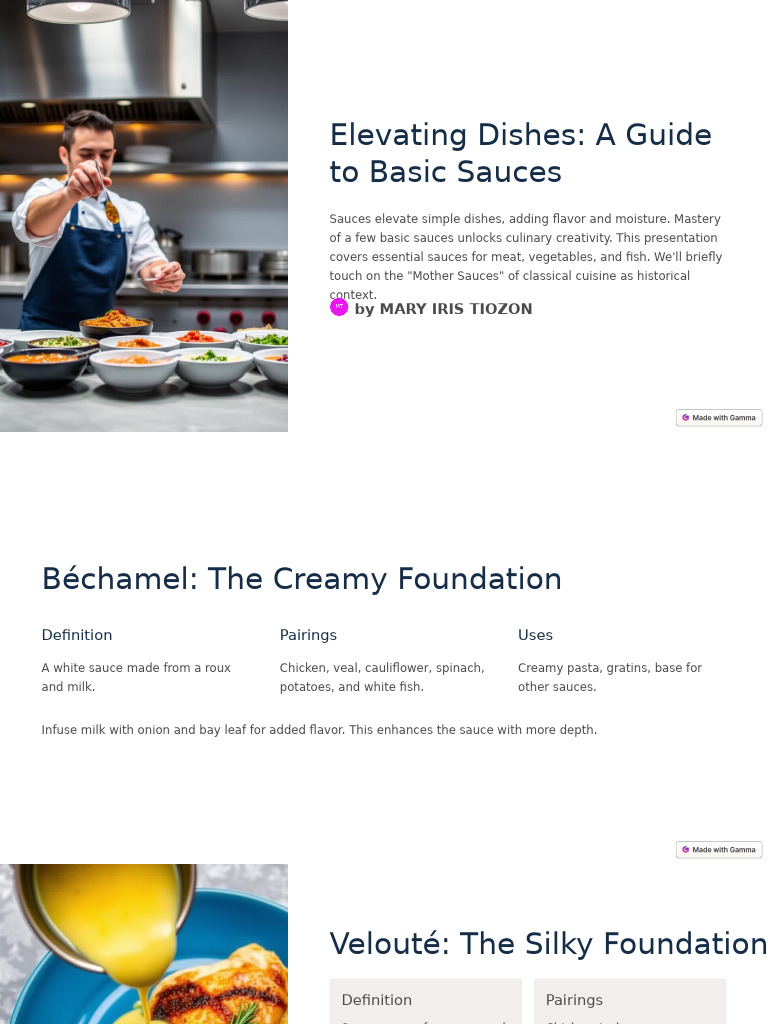 Elevating Dishes A Guide To Basic Sauces | PDF | Sauce | Vinaigrette