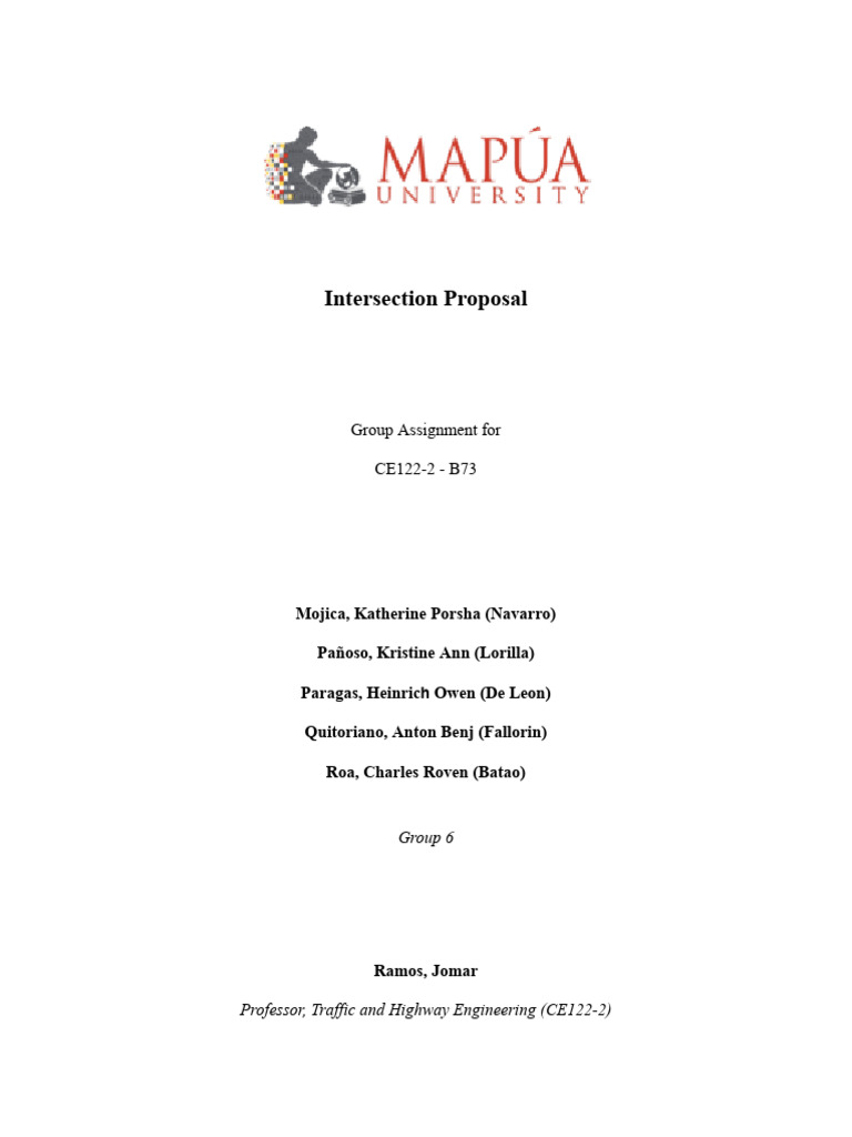Intersection Proposal - G06 - MOJICA PAÑOSO PARAGAS QUITORIANO ROA | PDF