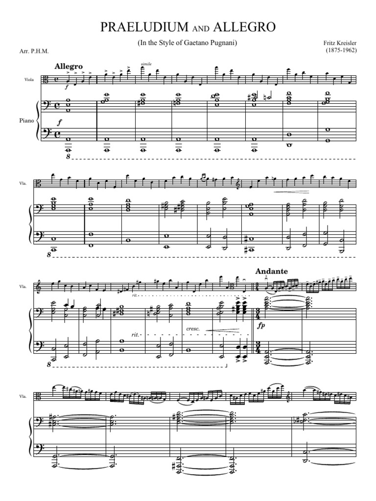 Pugnani Kreisler Viola | PDF | Elements Of Music | Musical Compositions