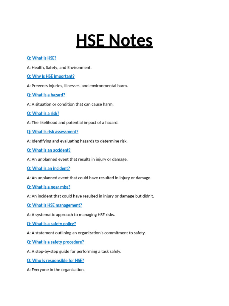 HSE Overview and Risk Management Guide | PDF | Risk | Hazards