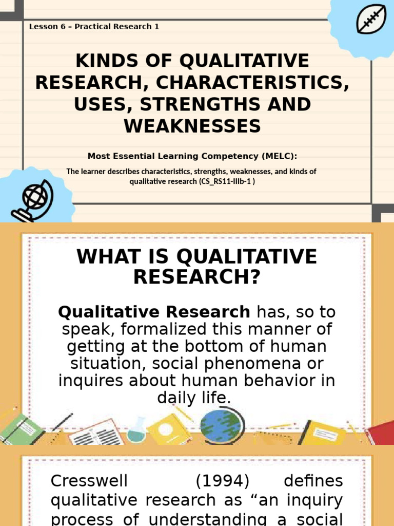 Lesson 6 - Kinds of Qualitative Research, Characteristics, Uses ...