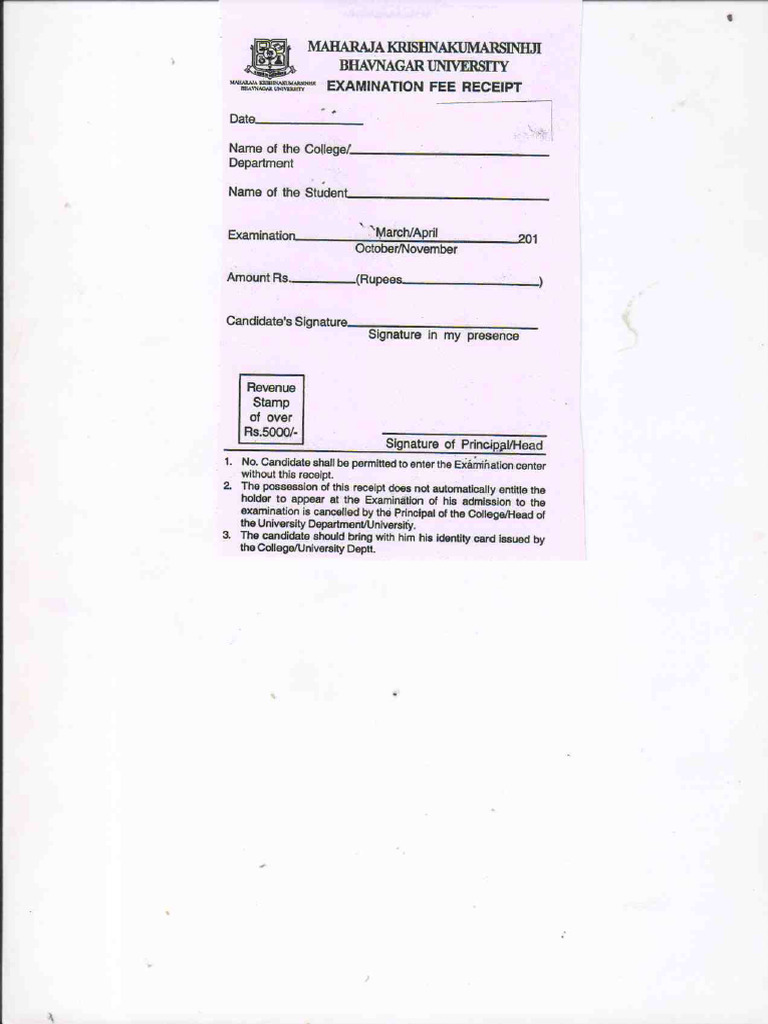 Exam Fees Receipt | PDF