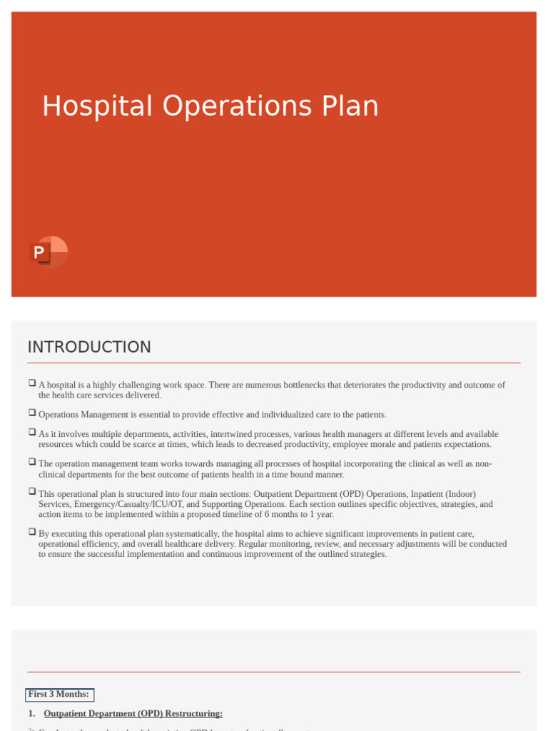 Hospital Operations Plan | PDF | Emergency Department | Medical Record