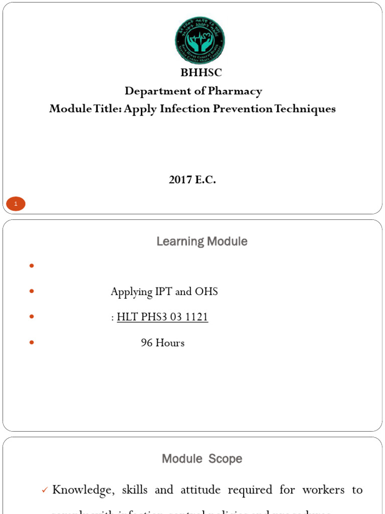 Applying Infection Prevention Techniques and ... OHS | PDF | Infection ...