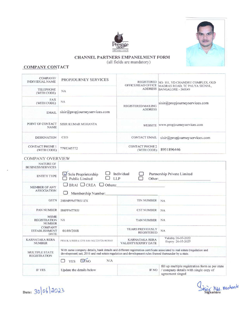 CP Empanelment Form Plus Agreement Final Prestige Group | PDF