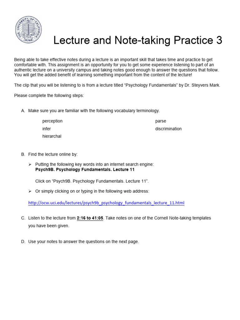 3.4lecture and Note Taking Practice 3 | PDF | Perception | Phoneme