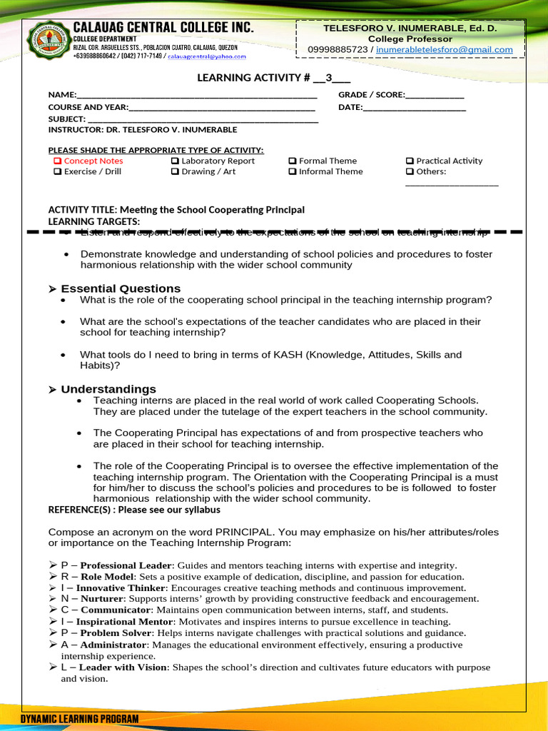 Teaching Internship Expectations Guide | PDF | Learning | Disciplines