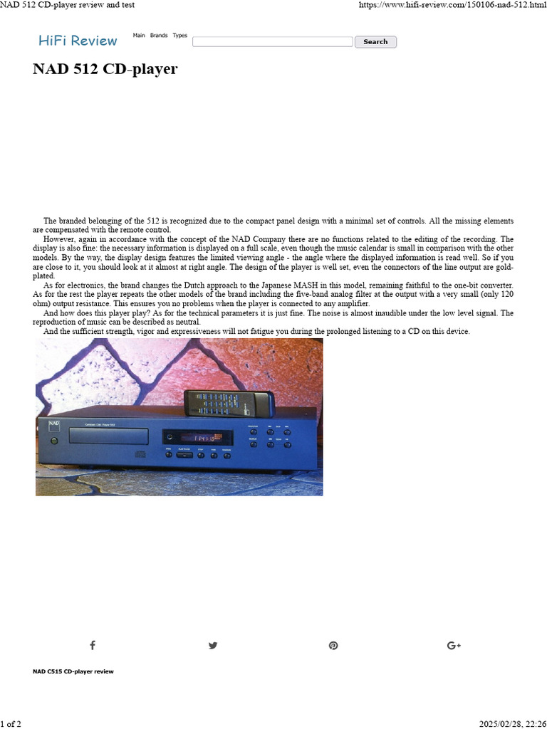 NAD 512 CD-player Review and Test | PDF | Electrical Engineering ...