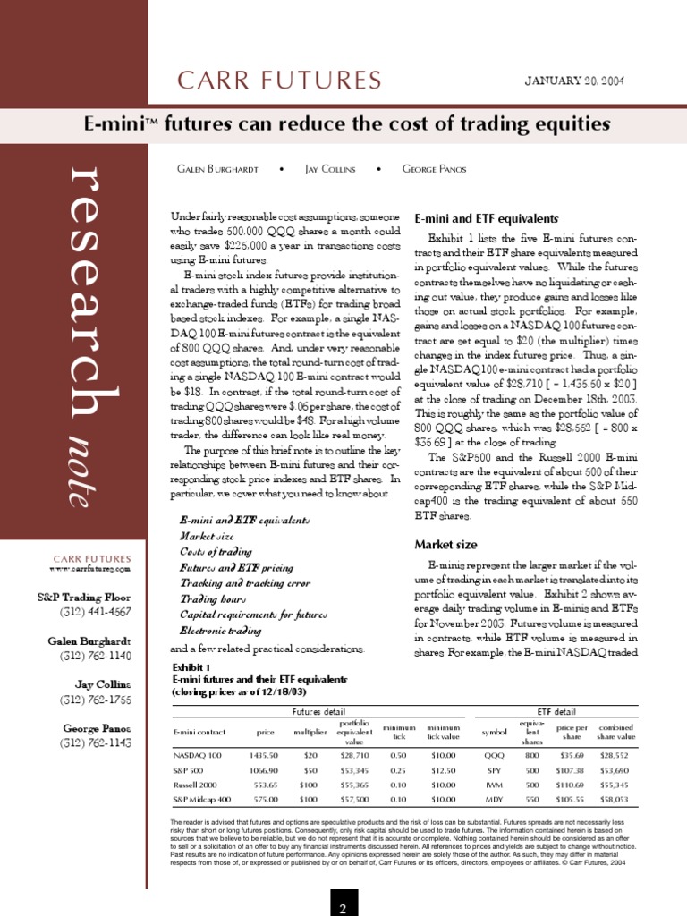E Mini Futures | PDF | Futures Contract | Exchange Traded Fund