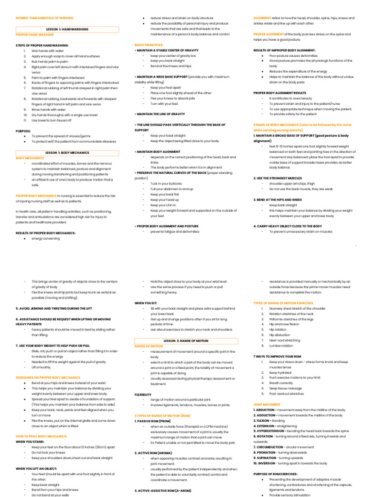 NCM103 - Fundamentals of Nursing (Rle) | PDF | Anatomical Terms Of ...