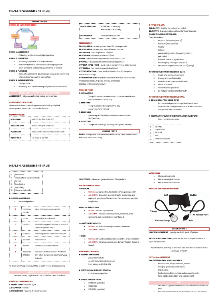 Ncm101 - Health Assessment (Rle) | PDF | Nail (Anatomy) | Clinical Medicine