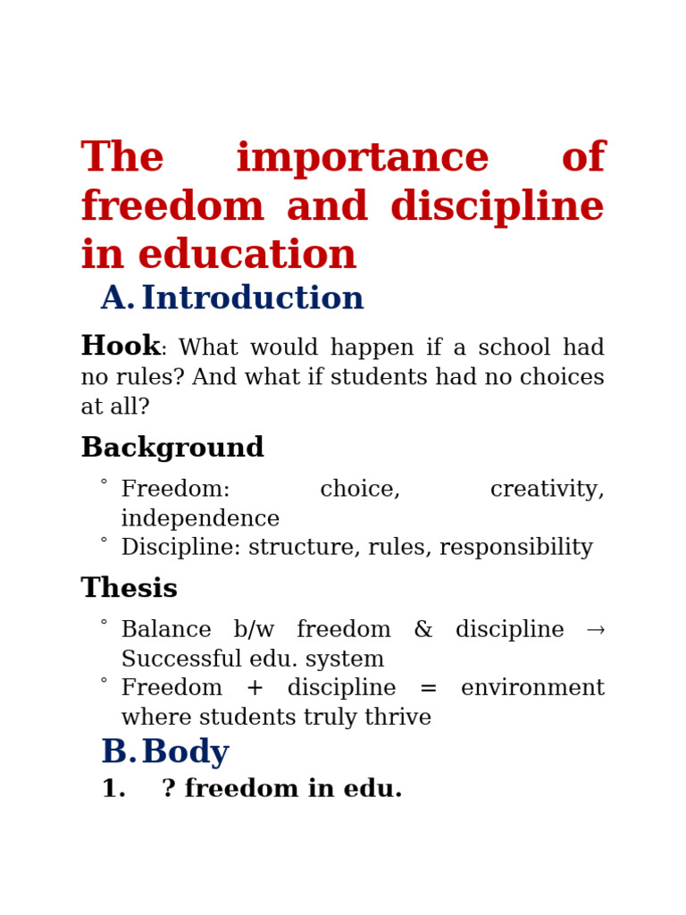 The Importance of Freedom and Discipline in Education | PDF