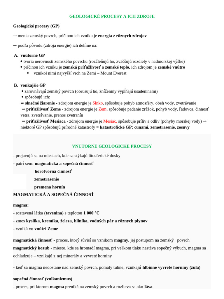 Geologické Procesy A Vnútorné GP5 | PDF