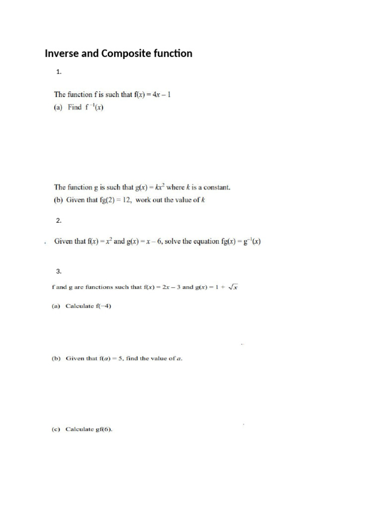 Inverse and Composite Function | PDF