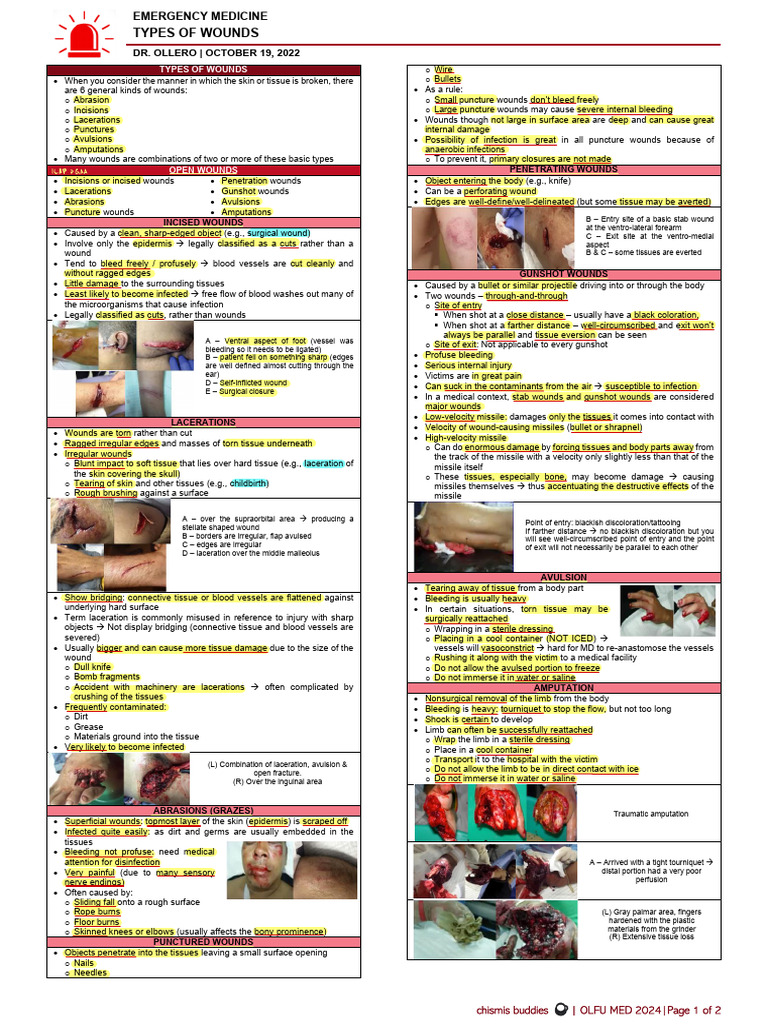 Types of Wounds | PDF | Wound | Medical Specialties