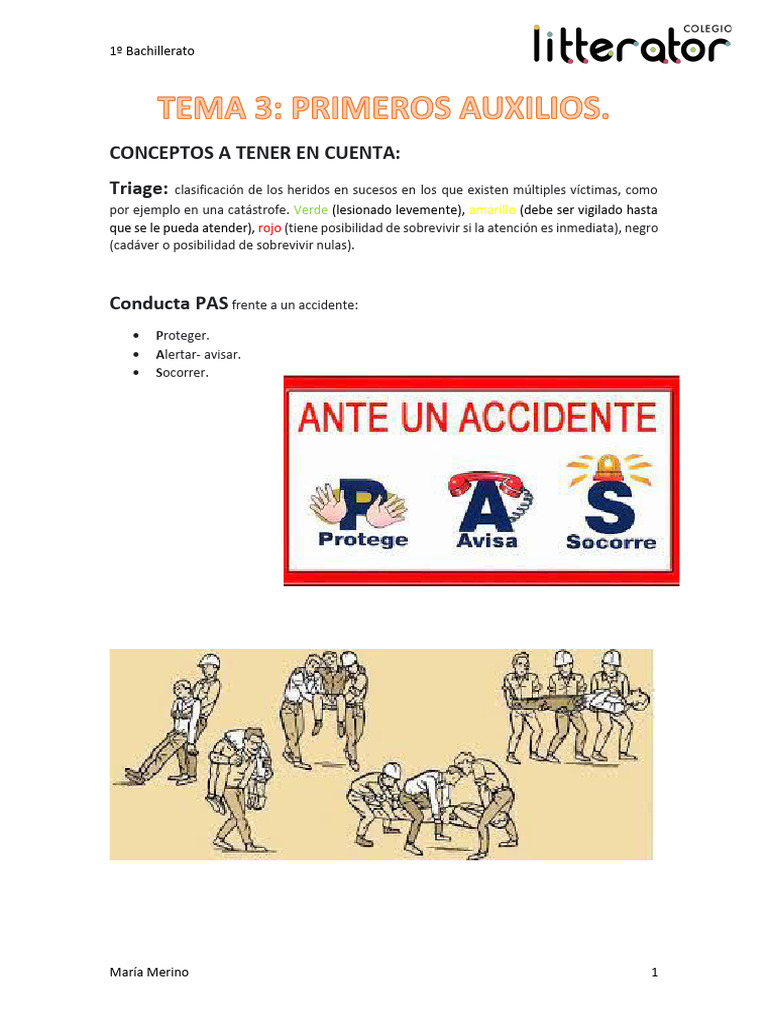 Primeros Auxilios-1 | PDF | Reanimación cardiopulmonar | Especialidades Medicas