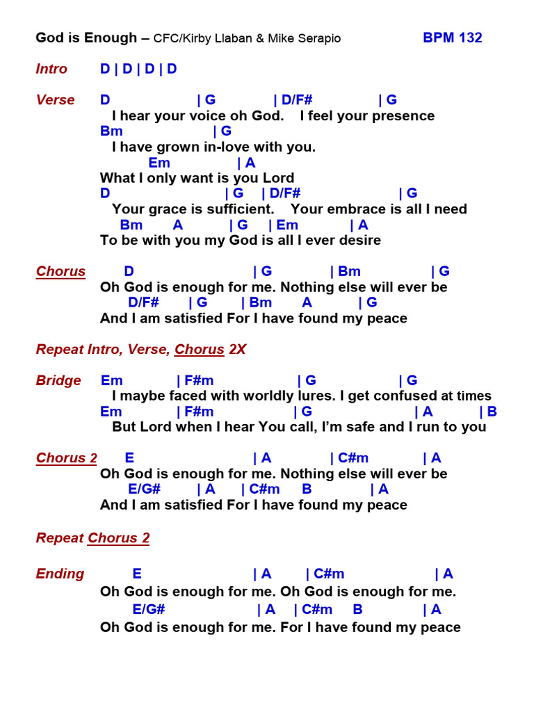 God is Enough - CFC Lyrics | PDF