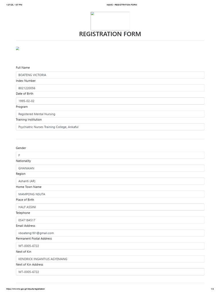 N&MC - Registration Form | PDF