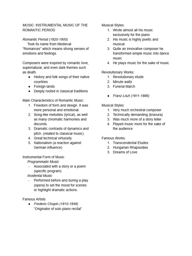 Instrumental Music of The Romantic Period | PDF | Ballroom Dance ...