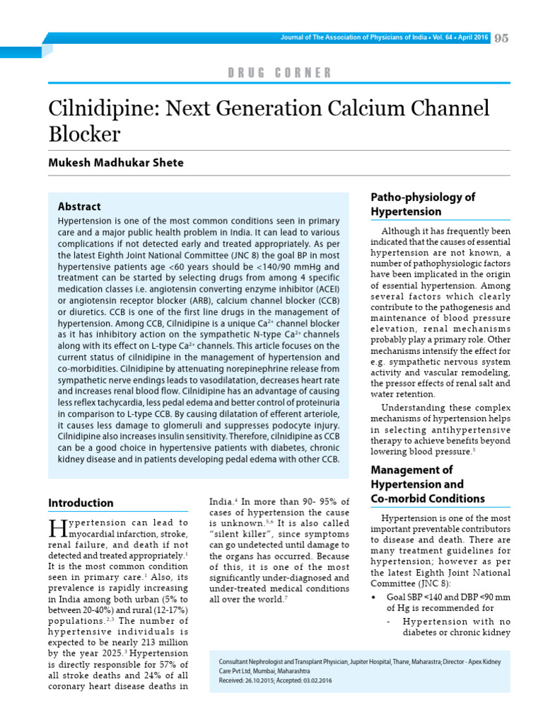 DC Cilnidipine Next Generation | PDF | Hypertension | Health Care