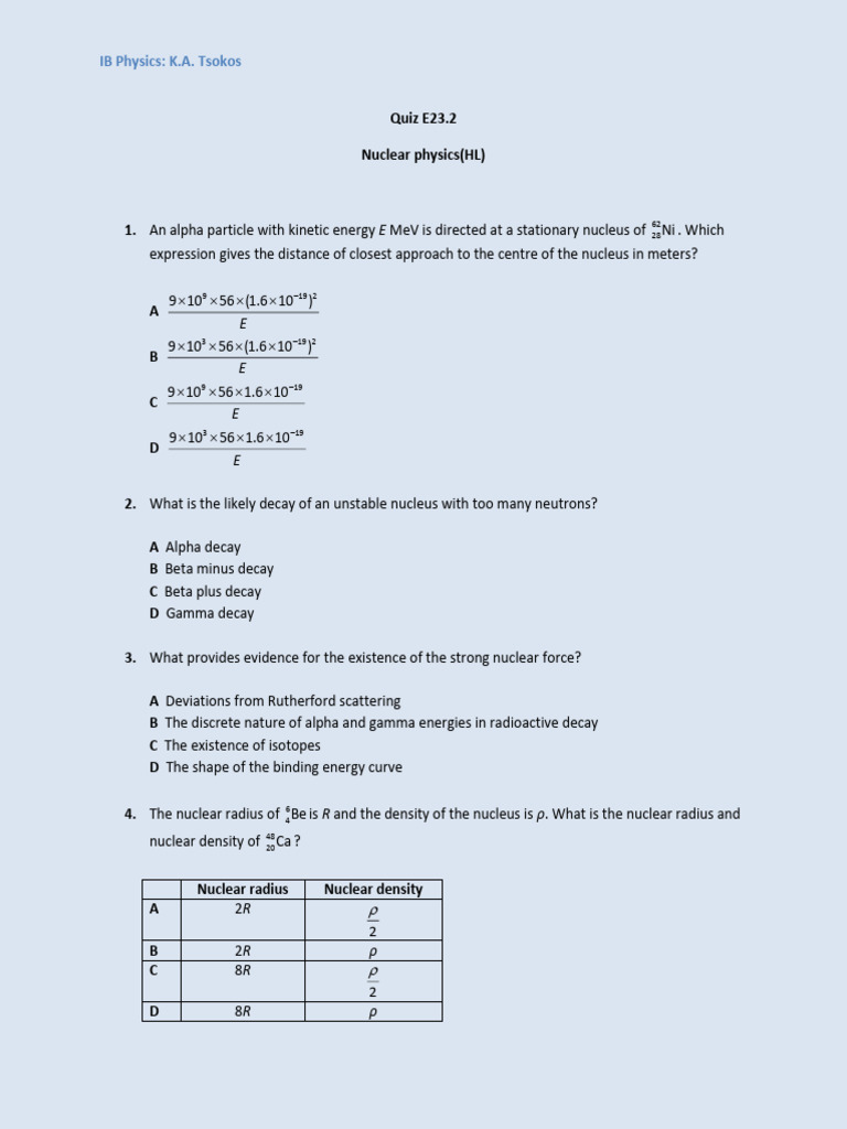 Nuclear Physics HL | PDF | Atomic Nucleus | Radioactive Decay