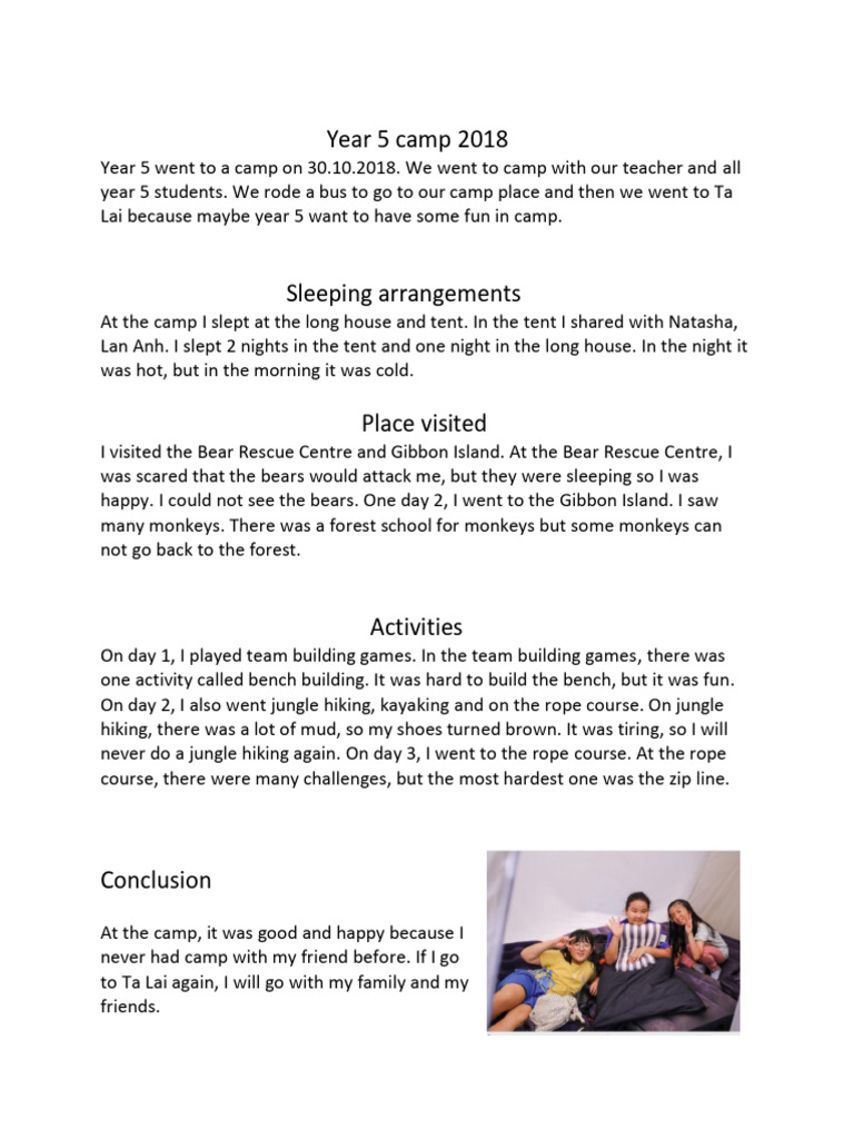 Year 5 Camp Experience 2018 | PDF