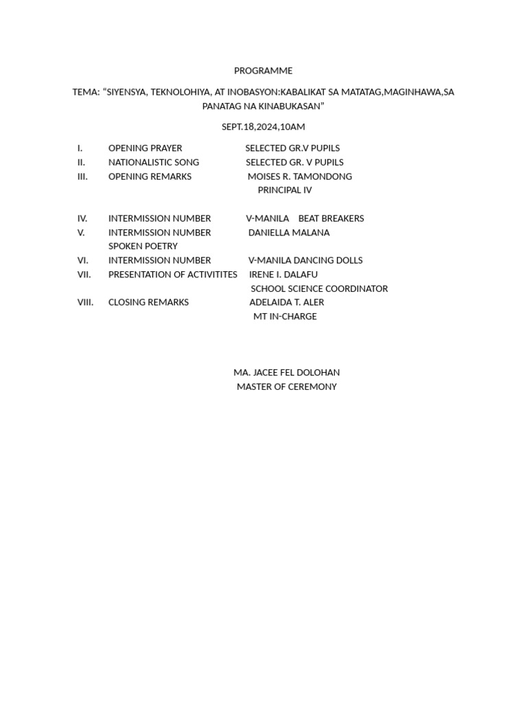 Programme-Opening Science Month | PDF