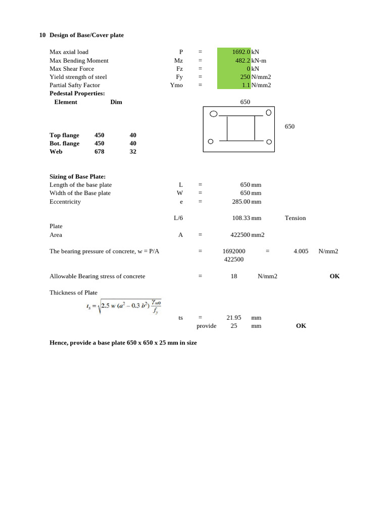 Base Plate Design Specifications | PDF