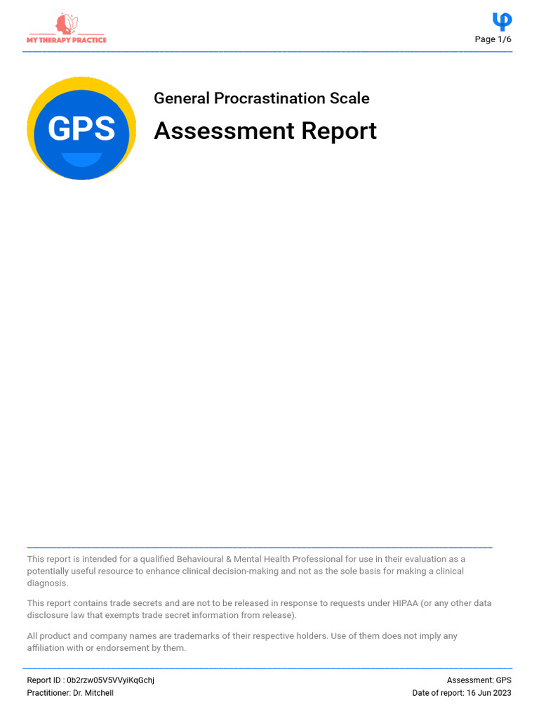 GPS Sample Report -Scoring- INterpre- PsyPack | PDF | Procrastination ...