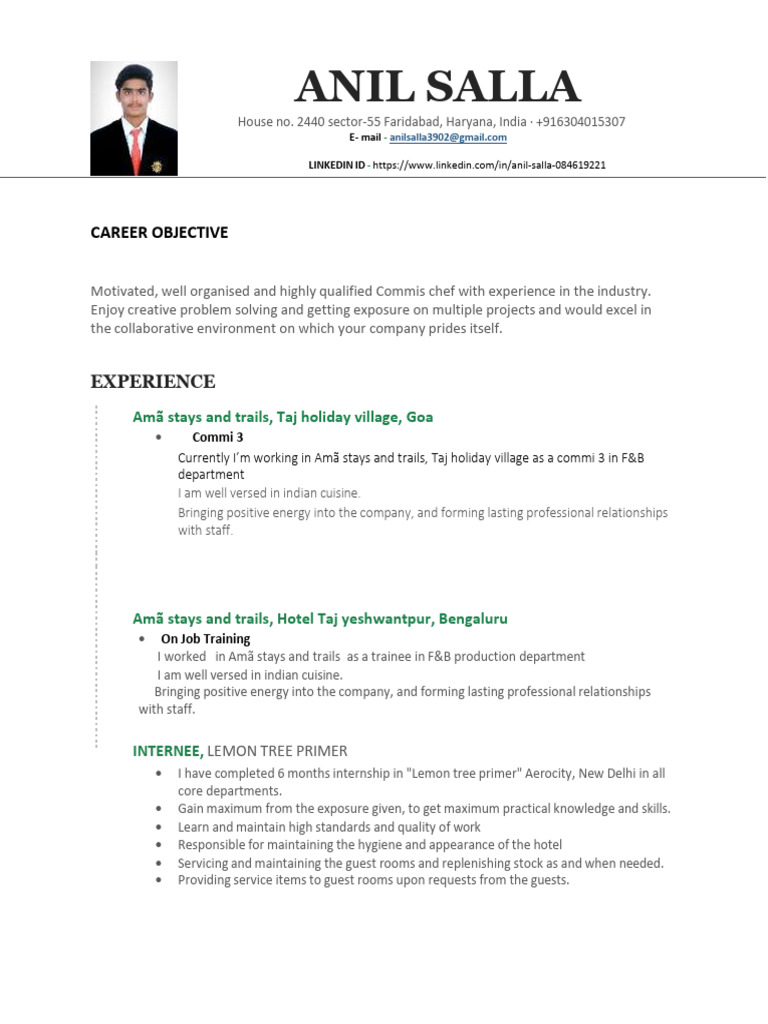 CV Anil Salla - 1716453681606 - Anil Salla | PDF