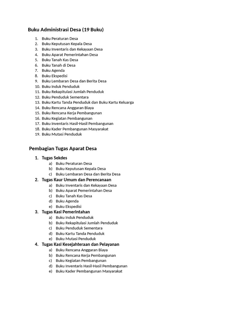 Buku Administrasi Desa dan Tugas Aparat | PDF