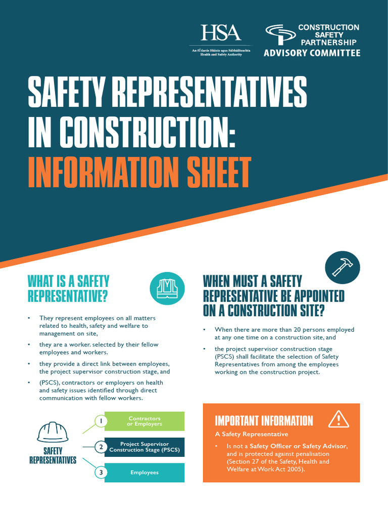 Safety Representative Information Sheet - Construction | PDF ...