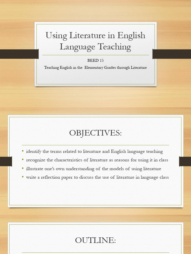 Lesson 1 - Using Literature in English Language Teaching | PDF | Language Education | English As ...