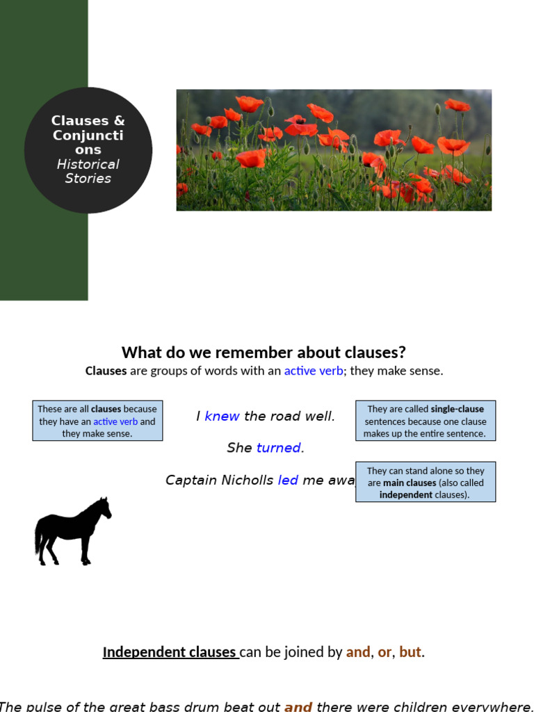 Warhorse F061MF2 Presentation Clauses Conjunctions | PDF | Grammar | Syntax