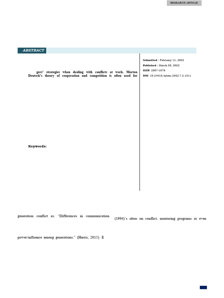 A Study of Generational Conflicts in The Workplace | PDF | Mentorship | Millennials
