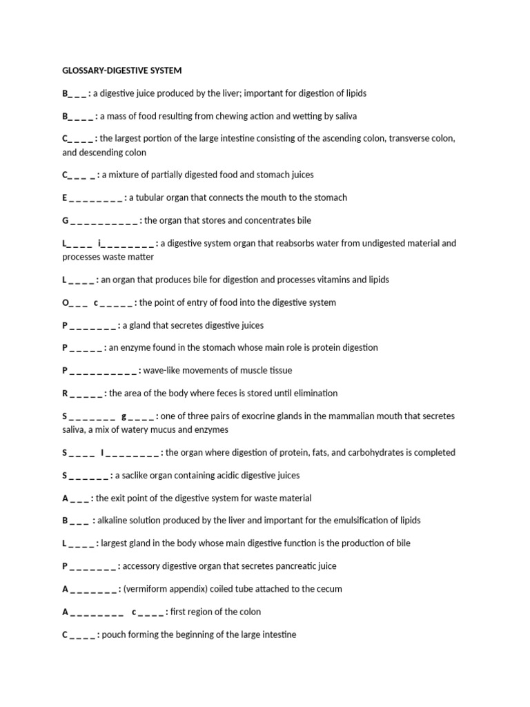 Medical Terminology Glossary | PDF | Digestion | Human Digestive System